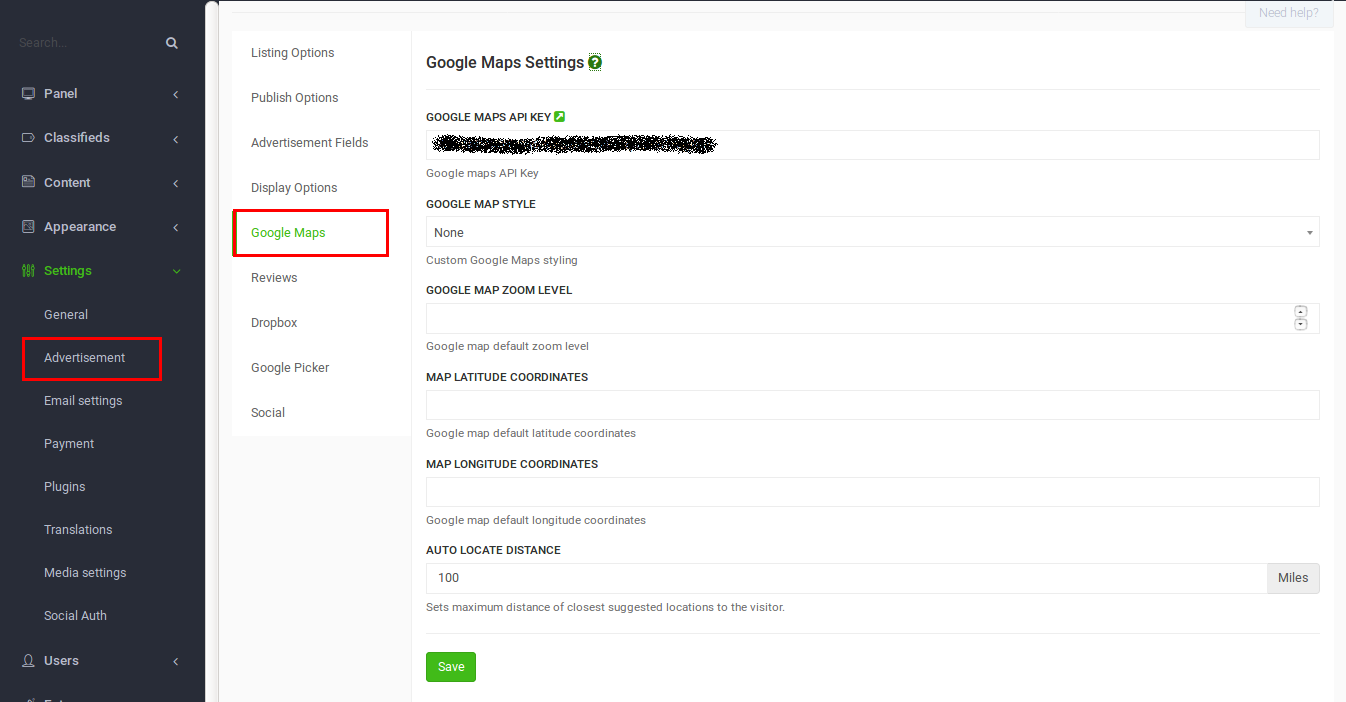 How To Configure Google Map Settings Documentation For Yclas